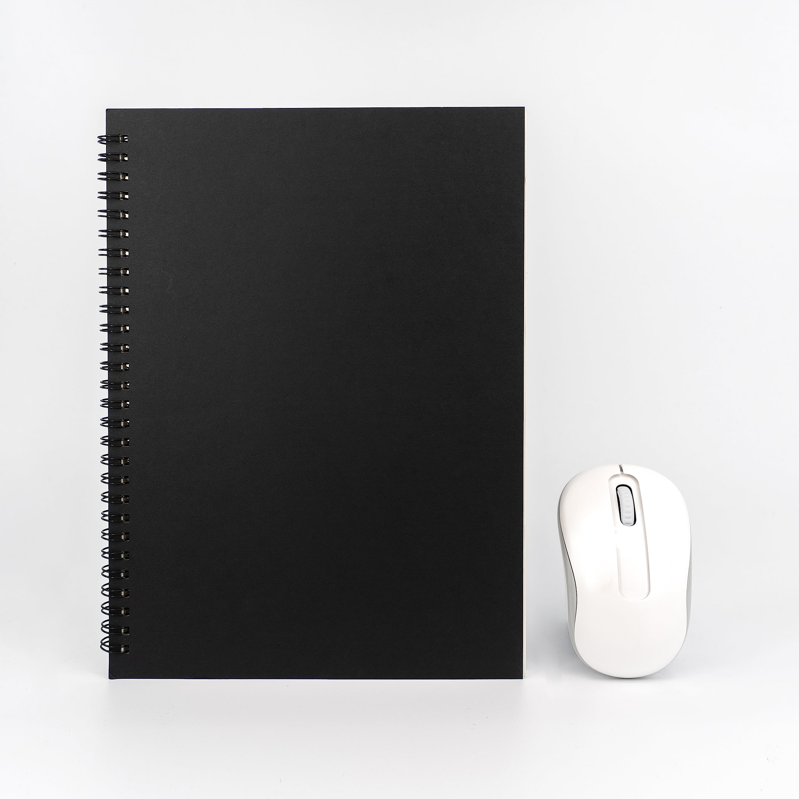 Ykimok 2 Pack College Ruled Notebook, Soft Black Cover Spiral Notebook, Memo Notepad Sketchbook, Students Office Business Diary Spiral Book Journal, 50 Pages, 25 Sheets, 10 x 7.5 Inch