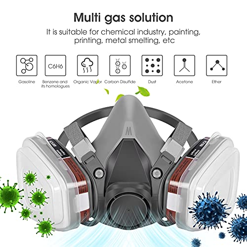 Reusable Half Face Cover - 6200 Half Respirаtor Face Cover,for Paint, Dust and Formaldehyde, Sanding, Polishing,Spraying ,Against Dust,Chemicals