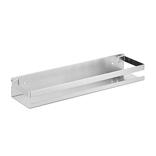 Bathroom Shower Stainless Steel Shelf SUS304 Self-Adhesive/Screws Drilling 11.8" Rectangular Storage Organizer Shelves Wall Mounted Bath Shower Shelf Brushed Finish for Bathroom, Washroom, Kitchen