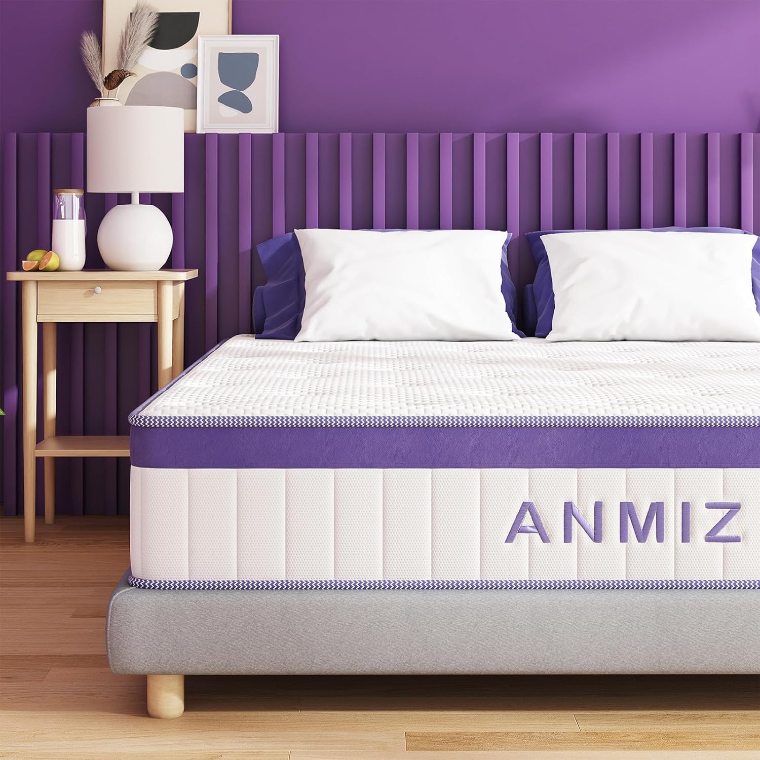 ANMIZ Queen Mattress in a Box, 10 inch Hybrid Queen Queen Mattress with Gel Memory Foam, Medium Firm Matress Queen Size, Queen Bed Mattresses 10 inch for Sleep Supportive & Pressure Relief