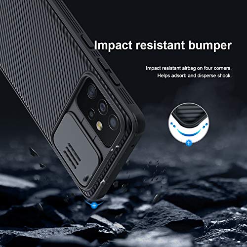 Mangix Galaxy A52 Case with Camera Cover,Galaxy A52 Slim Fit Thin Polycarbonate Protective Shockproof Cover with Slide Camera Cover, Upgraded Case for Samsung Galaxy A52 5G/4G (Black)