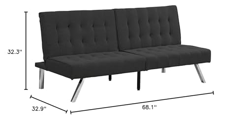 NewCosmos Wood Frame, Stainless Leg, FUTON, Sofa Bed Black