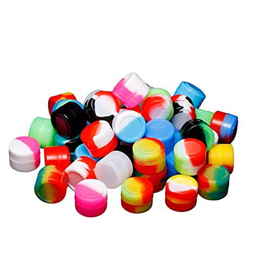 YINGMING 150 Pieces 2ML Silicone Wax Containers Non-Stick Oil Storage Jars for Home Kitchen Travel, Assorted Colors