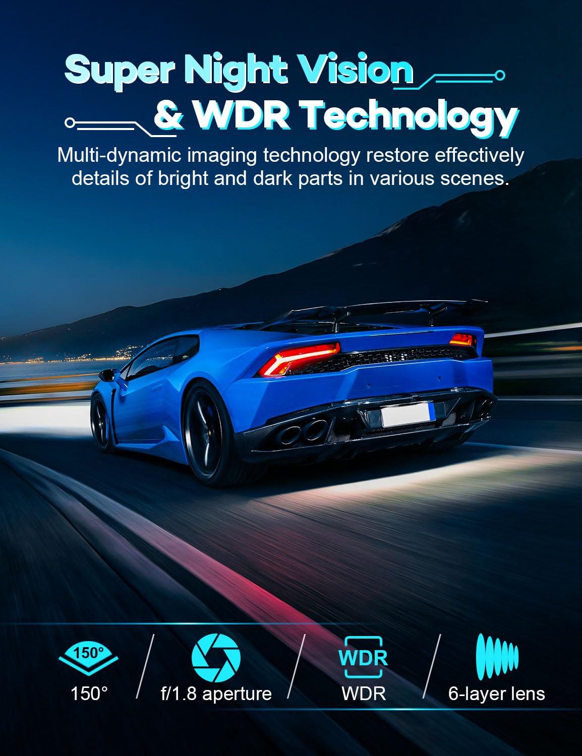 OMBAR Dash Cam 2K Built-in WiFi, Dash Camera for Cars with 0.96" LCD Display, Car Camera with 64G SD Card, Night Vision, Loop Recording, G-Sensor, 24 Hours Parking Monitor, APP, 150°Wide Angle