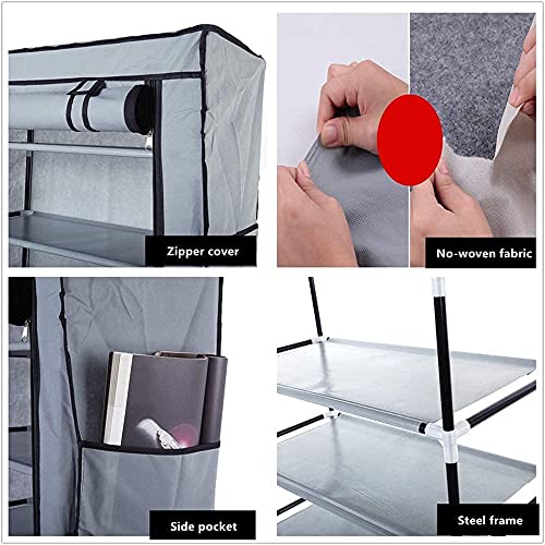 Mekek Free Standing Shoe Racks, Shoe Rack Organizer 9 Tier - Portable Row Shoe Rack Shelf Cabinet Tower for Closet with Nonwoven Fabric Cover (Gray)