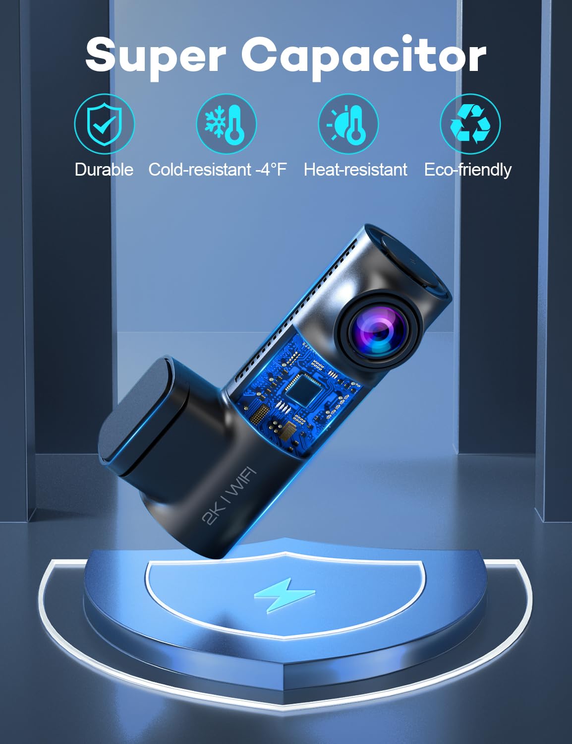 OMBAR Dash Cam 2K Built-in WiFi, Dash Camera for Cars with 0.96" LCD Display, Car Camera with 64G SD Card, Night Vision, Loop Recording, G-Sensor, 24 Hours Parking Monitor, APP, 150°Wide Angle
