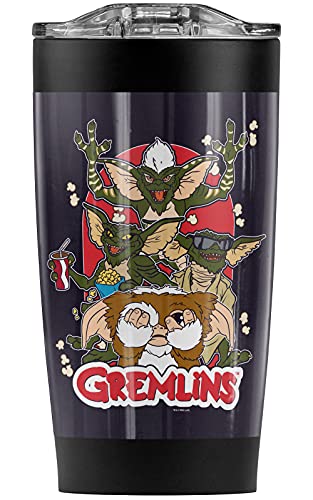 Logovision Gremlins Popcorn Stainless Steel Tumbler 20 oz Coffee Travel Mug/Cup, Vacuum Insulated & Double Wall with Leakproof Sliding Lid | Great for Hot Drinks and Cold Beverages