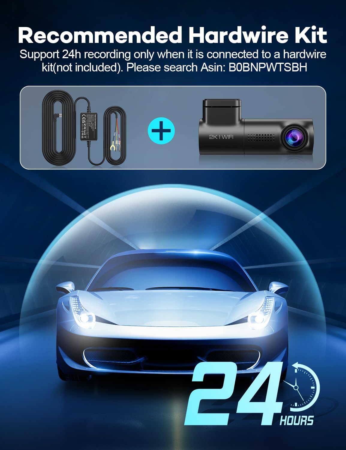 OMBAR Dash Cam 2K Built-in WiFi, Dash Camera for Cars with 0.96" LCD Display, Car Camera with 64G SD Card, Night Vision, Loop Recording, G-Sensor, 24 Hours Parking Monitor, APP, 150°Wide Angle