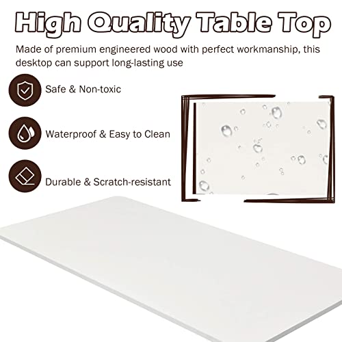Tangkula 55 x 28 Inches Universal Relevance Table Top, Solid 1 Piece Wooden Desktop for Height Adjustable Electric Standing Desk Frame, Rectangular Countertop for Stand Up Desk (White)