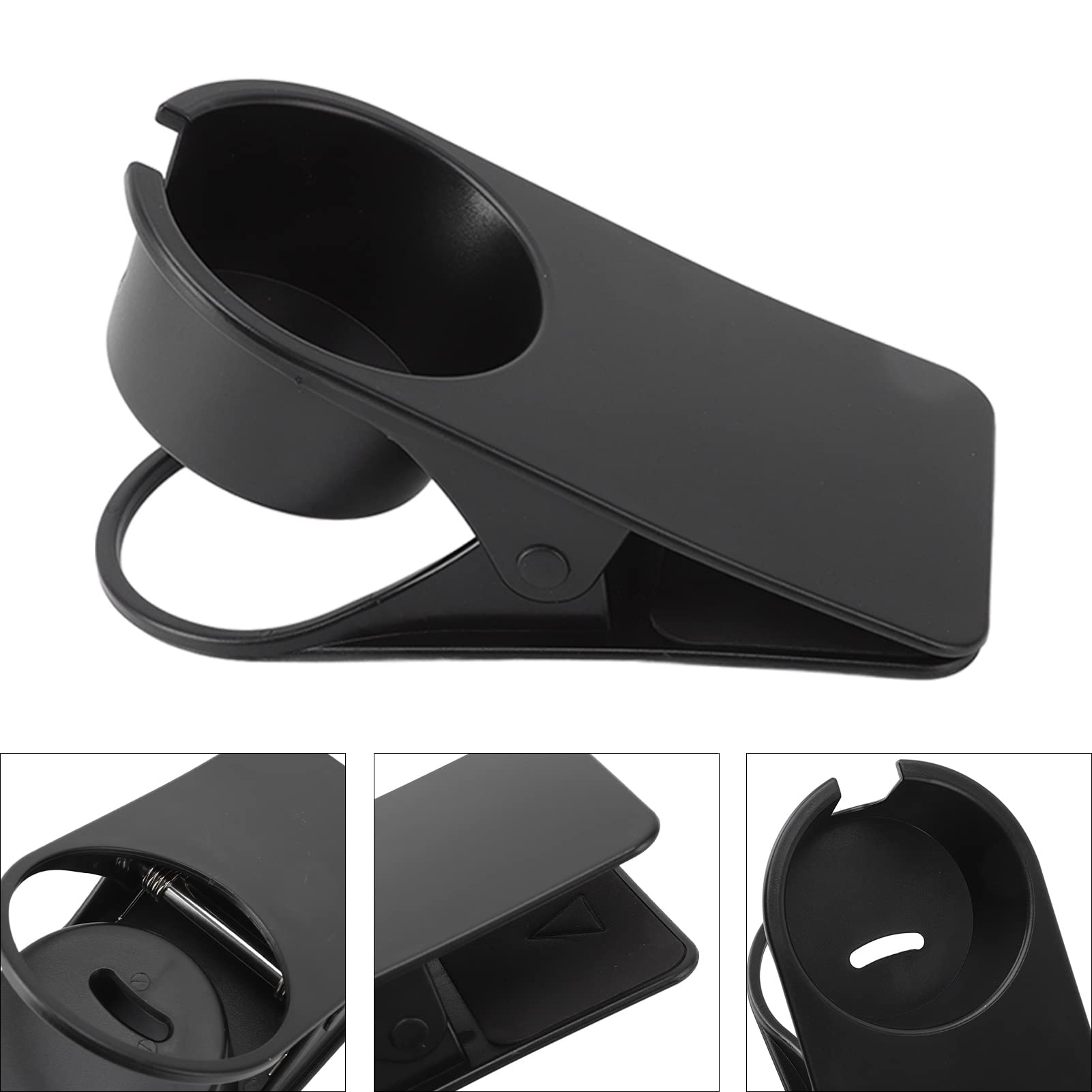 Drinking Cup Holder Clip Table Edge Clamp Cup Holder Place Water Glass Coffee Mug Beverage Cell Phone for Home Office (Black)