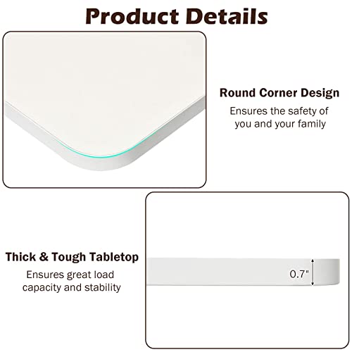 Tangkula 55 x 28 Inches Universal Relevance Table Top, Solid 1 Piece Wooden Desktop for Height Adjustable Electric Standing Desk Frame, Rectangular Countertop for Stand Up Desk (White)