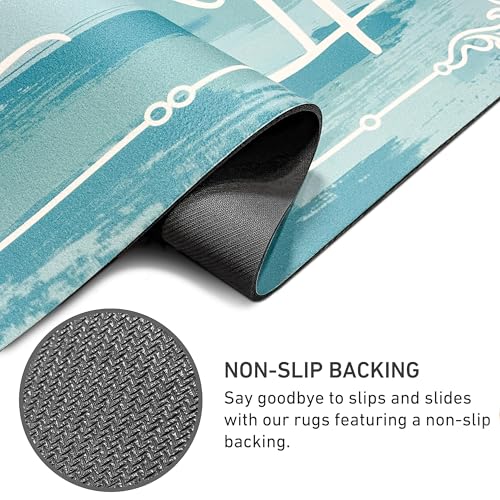 KOZYFLY Laundry Room Rug Runner 20"x60" Non Slip Laundry Rug Kitchen Rugs Washable Laundry Room Mat Waterproof Mudroom Floor Carpet Runner Bathroom Laundry Room Decor Farmhouse Rugs, 2x5, Teal