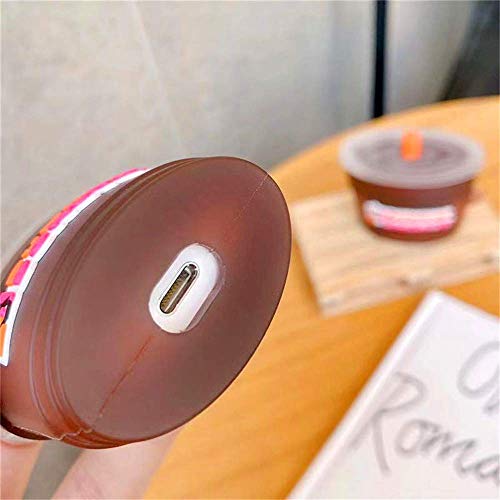 Airpods Protective Cover, 3D Cute and Fashionable Cartoon Milk Tea Cup Design, Soft Silicone Protective Cover, for Apple AirPods 2 &1 Cases , and Comes with a Keychain Accessory (Brown)