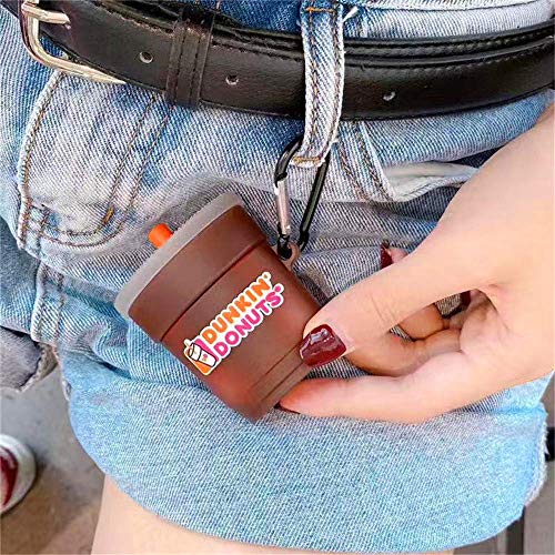 Airpods Protective Cover, 3D Cute and Fashionable Cartoon Milk Tea Cup Design, Soft Silicone Protective Cover, for Apple AirPods 2 &1 Cases , and Comes with a Keychain Accessory (Brown)