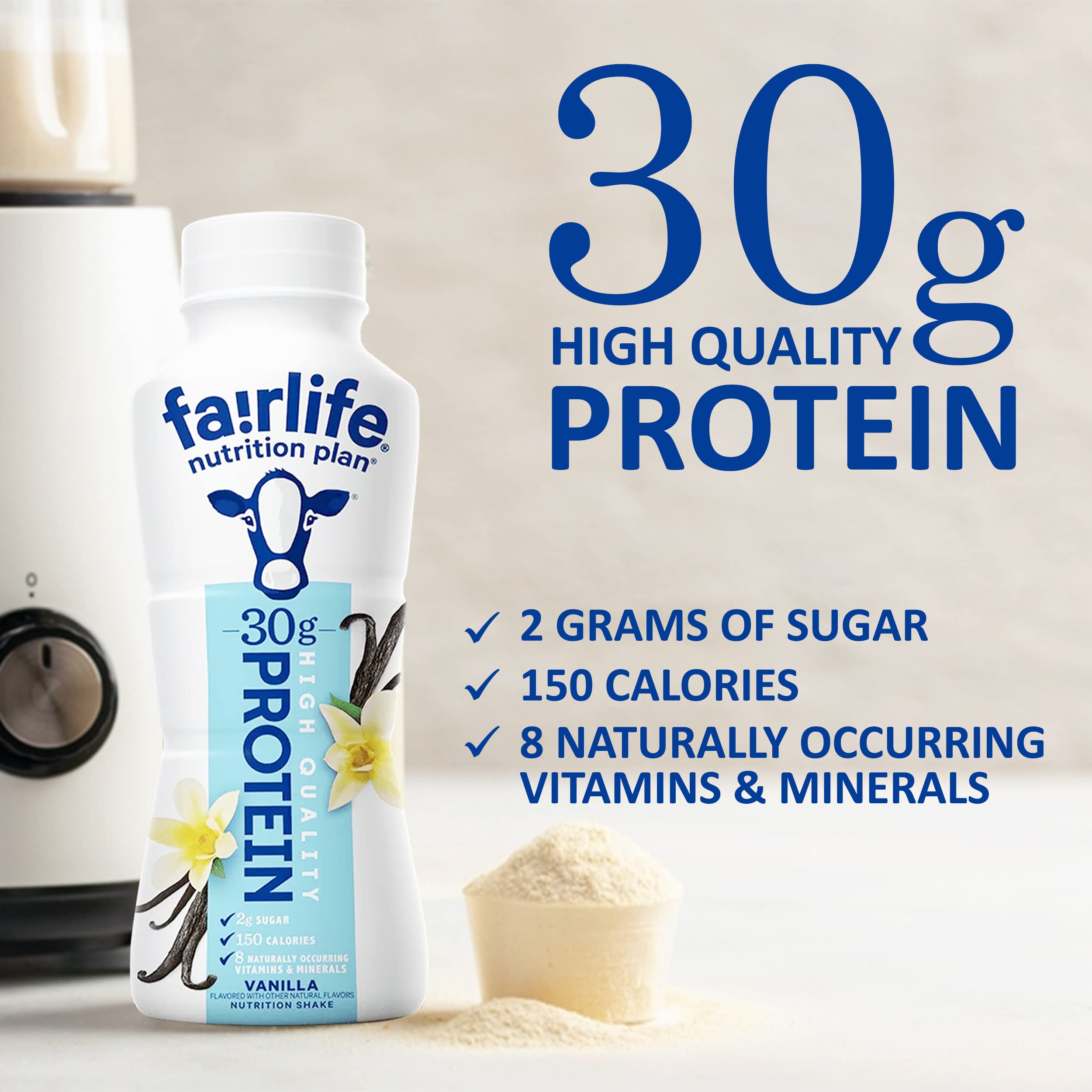 Fairlife Protein Shakes Chocolate and Vanilla Drink Nutrition Plan 6 Pack, 11.5 Ounces 30g of Protein In The Award Box Packaging