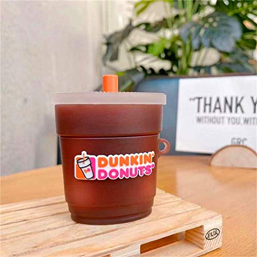 Airpods Protective Cover, 3D Cute and Fashionable Cartoon Milk Tea Cup Design, Soft Silicone Protective Cover, for Apple AirPods 2 &1 Cases , and Comes with a Keychain Accessory (Brown)