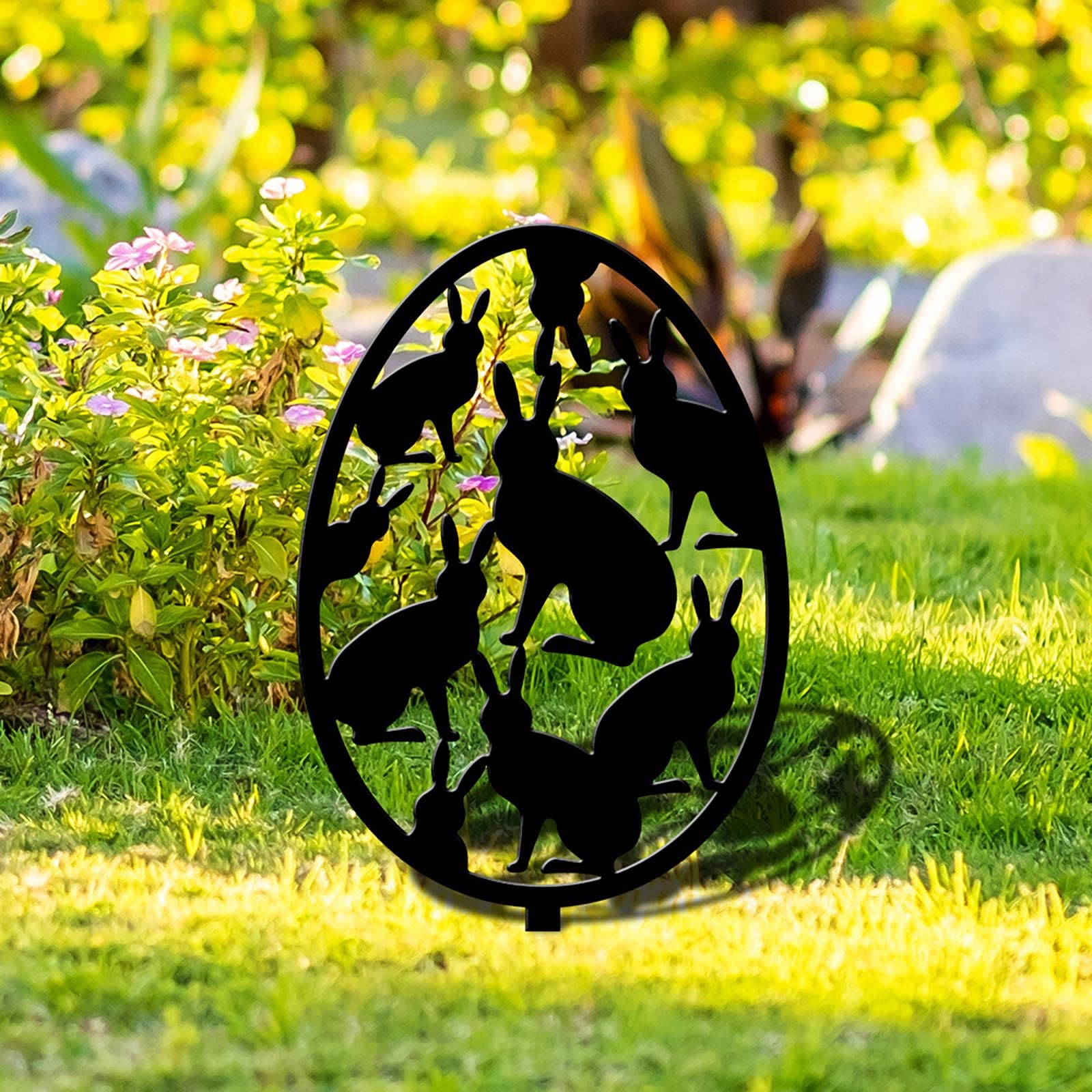 Blank Yard Signs with 12 X 18 Easter Garden Decorations Easter Egg Gnome Rabbit Ground Insert Decoration Acrylic Hollow Animal Figurines Yard Insert Black Chain Link Fencing Roll 9 (Black, One Size)