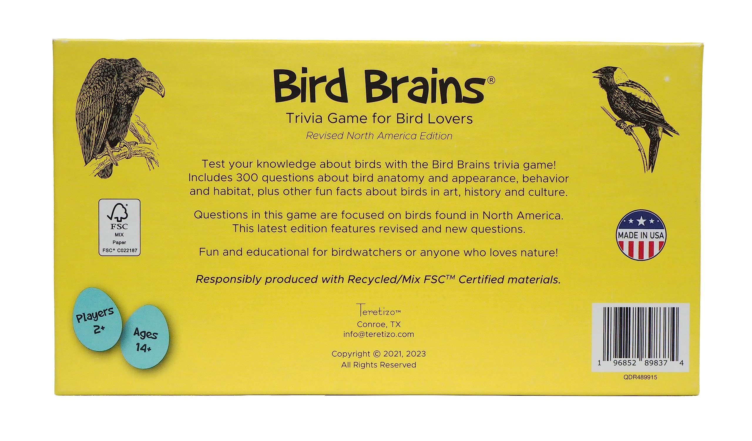 Bird Brains - Trivia Card Game for Bird Lovers (Revised Edition) - 300 Questions to Test Your Knowledge About Birds