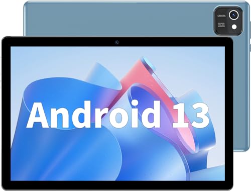 10 inch Tablet Android 13 Tablets, 4GB RAM 64GB ROM 512GB Expand, Quad-Core Processor, 1280x800 IPS HD Touch Screen, GPS, WiFi, Dual Camera, Bluetooth, 6000mAh Battery (Teal)