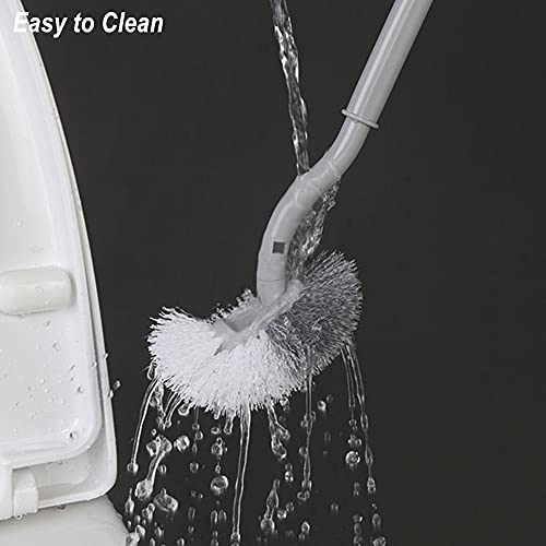 JIANYI Toilet Bowl Brush, Compact Handle Bathroom Brush, Curved Design Angled Cleaner Scrubber with Strong Bristles for Deep Cleaning
