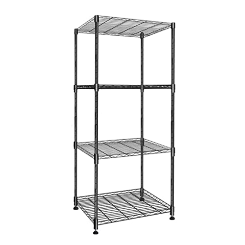 N&F Hlyluoyi 4-Shelf Storage Rack, Garage Shelves Heavy Duty,Metal Shelving with Wheels, 165 Pounds Per Utility Shelf Unit, Wire Rack Organizer, Black(13.4D x 23.2W x 49.8H)