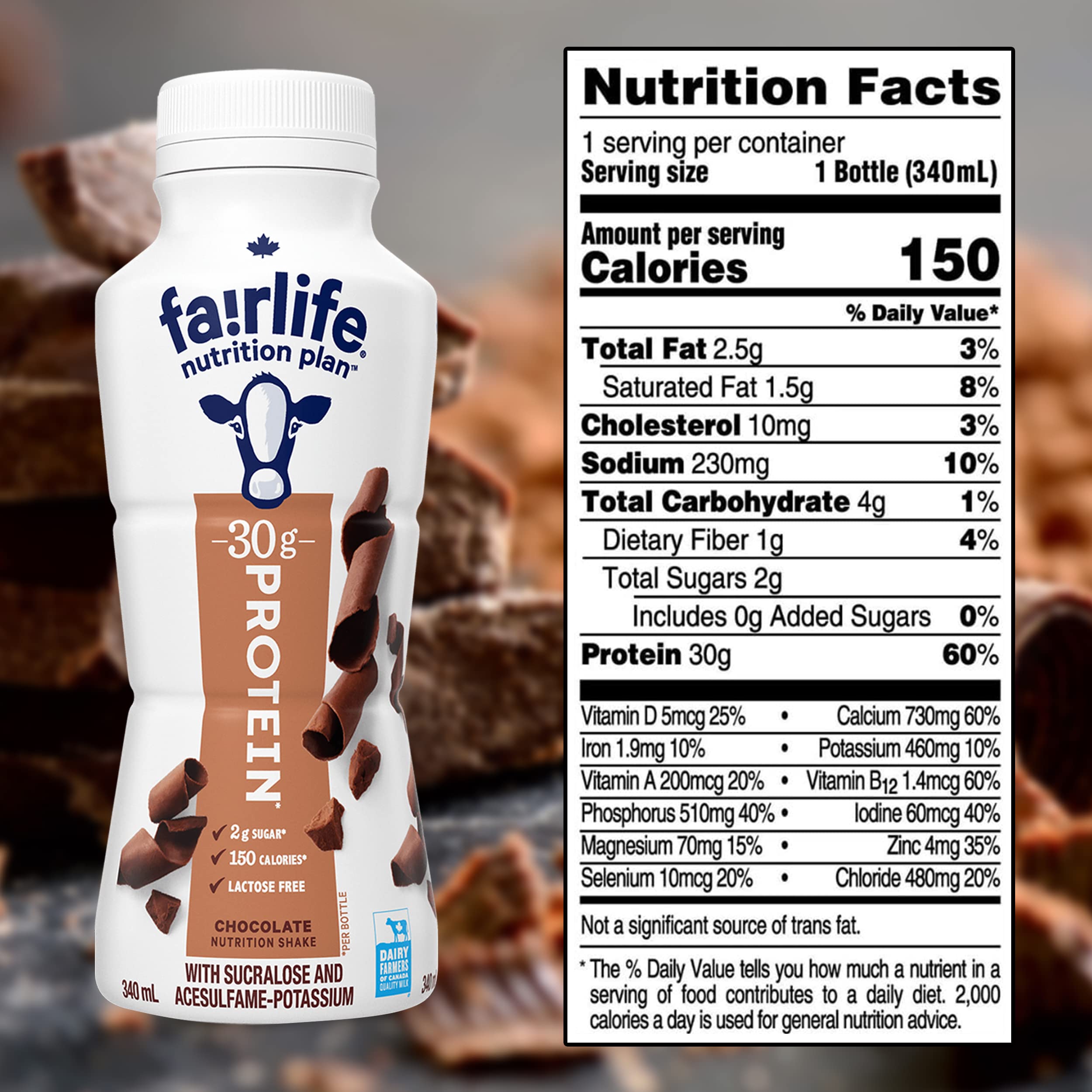 Fairlife Protein Shakes Chocolate and Vanilla Drink Nutrition Plan 6 Pack, 11.5 Ounces 30g of Protein In The Award Box Packaging