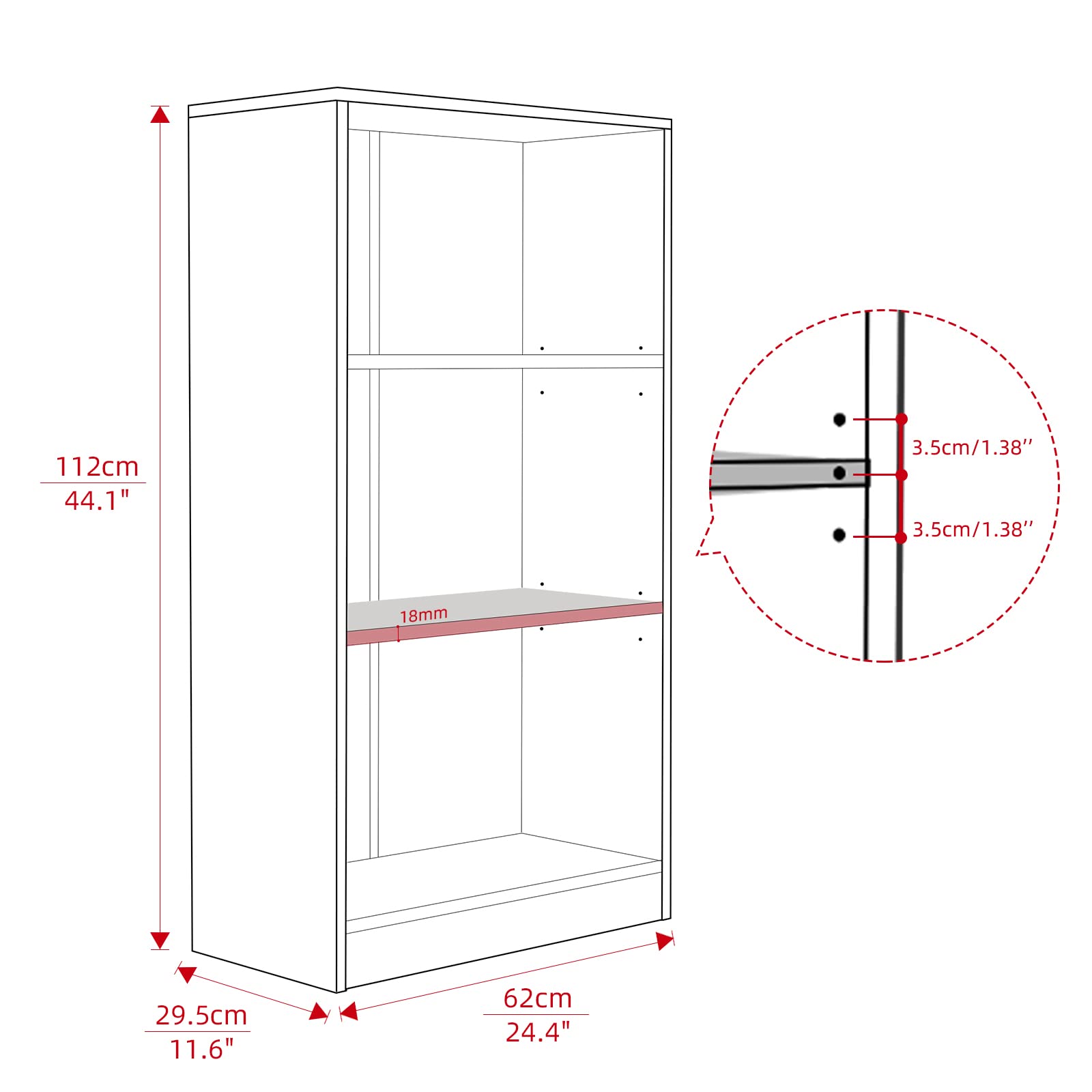 Sunon 3 Shelf Wood Bookcase Freestanding Display Shelf Adjustable Layers Bookshelf for Home Office Library Small Narrow Space (Black, 3-Layers)