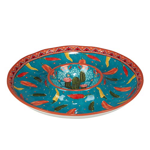 Certified International Santa Fe Chip & Dip Server,13.5" Diameter x 1.75", Multicolor
