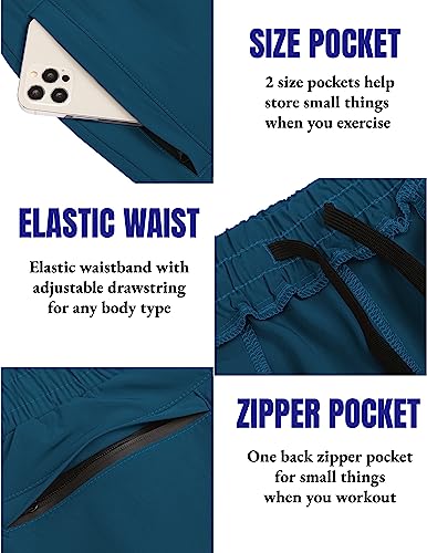 COOFANDY Mens Athletic Shorts Quick Dry Workout Shorts Bodybuilding Pants Training Running Weightlifting Jogger with Pocket Black/Blue