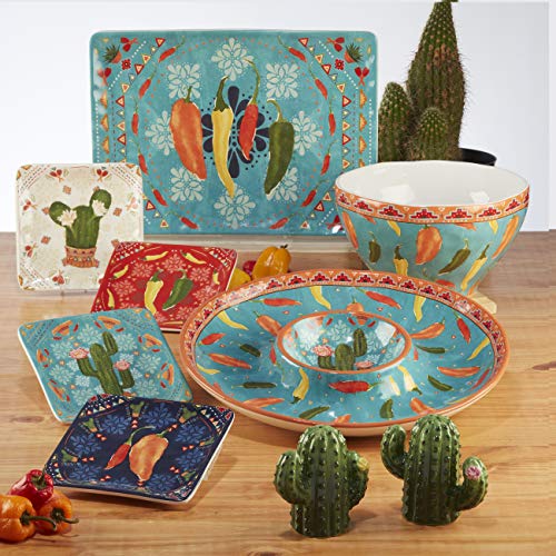 Certified International Santa Fe Chip & Dip Server,13.5" Diameter x 1.75", Multicolor