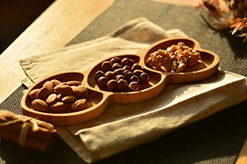 MORP, Heart Shaped Wood Tray, Divided Serving Trays & Platters, Wooden Diet Dish Platter, Cracker Appetizer Plate, Perfect Valentine Day Gift, food and cookie board, Fruit Snack Tray, Natural