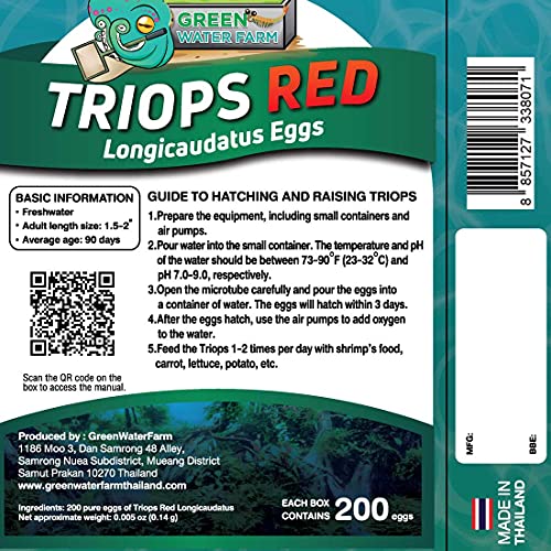 Greenwaterfarm Triops Red Longicaudatus Eggs for Hatching and Culture Suitable to be Pet and Science Project (Pure 200 Eggs)