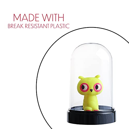 (12 Pack) Plastic Dome Display Case Bell Jar Cloche Bell Jar With Base, For Collectibles Enchanted Rose Small Beer Glasses Centerpieces Plants Rocks Specimens Snow Globes Crafts, Plastic 5.7x 3.6 In