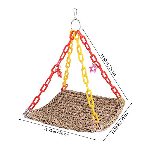 POPETPOP Straw Rope Parrot Swing Perch Birds Flying Trapeze Toy Parakeets Molar Toys Parrot Macaw Training Toys Parakeets Biting Plaything Hanging Toy