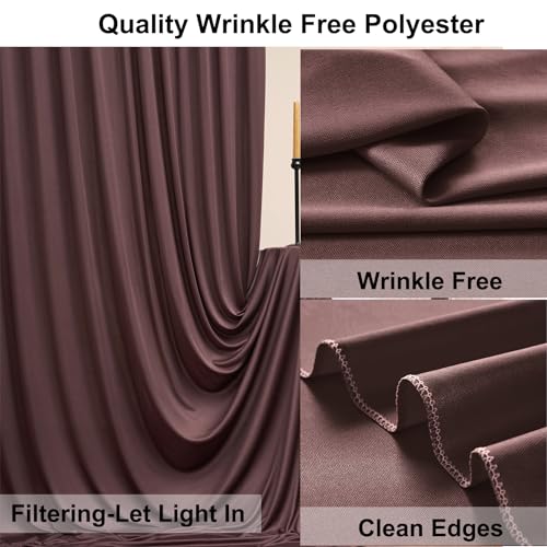 30ft×8ft Wrinkle Free Brown Backdrop Curtain for Parties, 6 Panels 5×8ft Soft Silky Polyester Umber Photo Backdrop Drapes forTeddy Bear Bee Birthday Party Baby Shower Wedding Photography