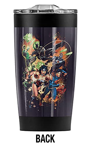 Logovision Justice League Battle Ready Stainless Steel Tumbler 20 oz Coffee Travel Mug/Cup, Vacuum Insulated & Double Wall with Leakproof Sliding Lid | Great for Hot Drinks and Cold Beverages