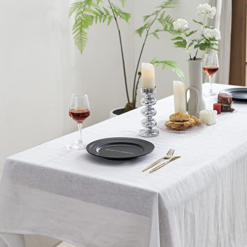 EVERLY 100% Pure Linen Rectangle Tablecloths 60x120Inches for Dining, Buffet Parties, Picnic,Events, Weddings and Restaurants, Decorative Halloween, Thanksgiving Machine Washable Tablecloths-White