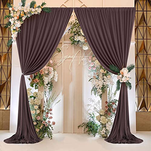 30ft×8ft Wrinkle Free Brown Backdrop Curtain for Parties, 6 Panels 5×8ft Soft Silky Polyester Umber Photo Backdrop Drapes forTeddy Bear Bee Birthday Party Baby Shower Wedding Photography