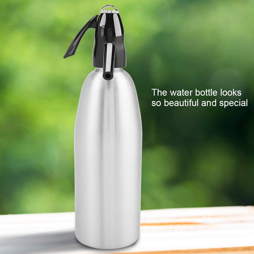 ANKROYU 1L Fashionable Attractive Soda Siphon with Pressure Regulator, Portable Alloy Soda Water Bottle Cup, Soda Maker Machine Sparkling Water Maker for Juice Drinks Cocktail(Silver)