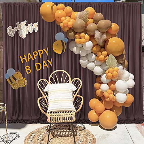 30ft×8ft Wrinkle Free Brown Backdrop Curtain for Parties, 6 Panels 5×8ft Soft Silky Polyester Umber Photo Backdrop Drapes forTeddy Bear Bee Birthday Party Baby Shower Wedding Photography