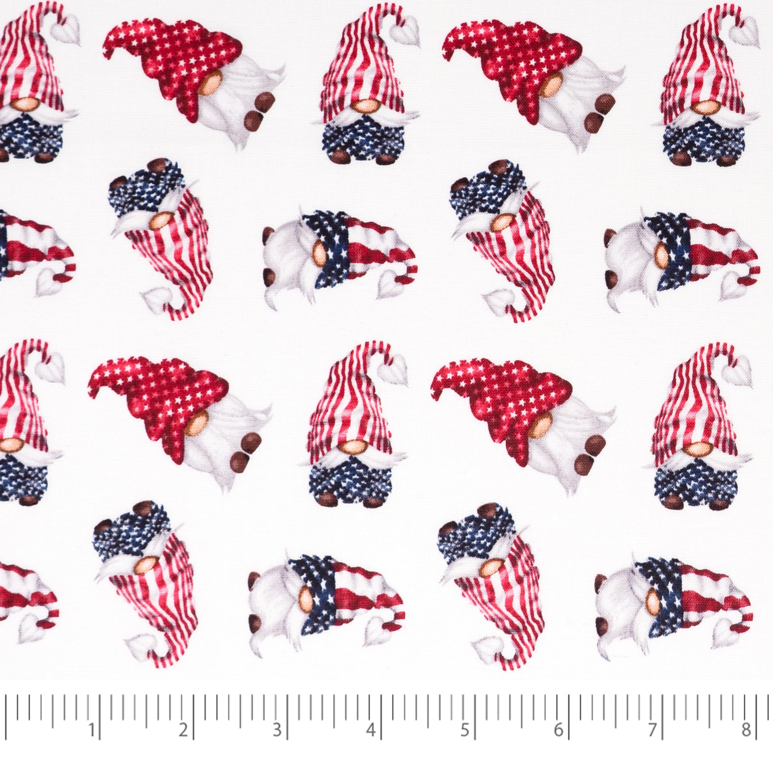 Singer Patriotic Print Fabric 100% Premium Cotton, 4Th of July Decoration, 1 Yard Precut, Patriotic Gnome
