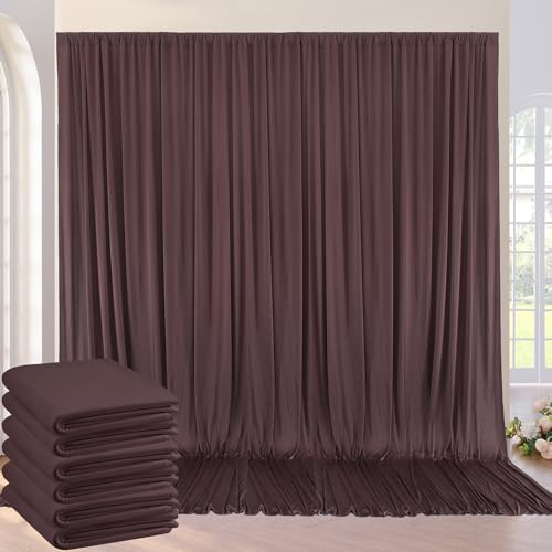 30ft×8ft Wrinkle Free Brown Backdrop Curtain for Parties, 6 Panels 5×8ft Soft Silky Polyester Umber Photo Backdrop Drapes forTeddy Bear Bee Birthday Party Baby Shower Wedding Photography