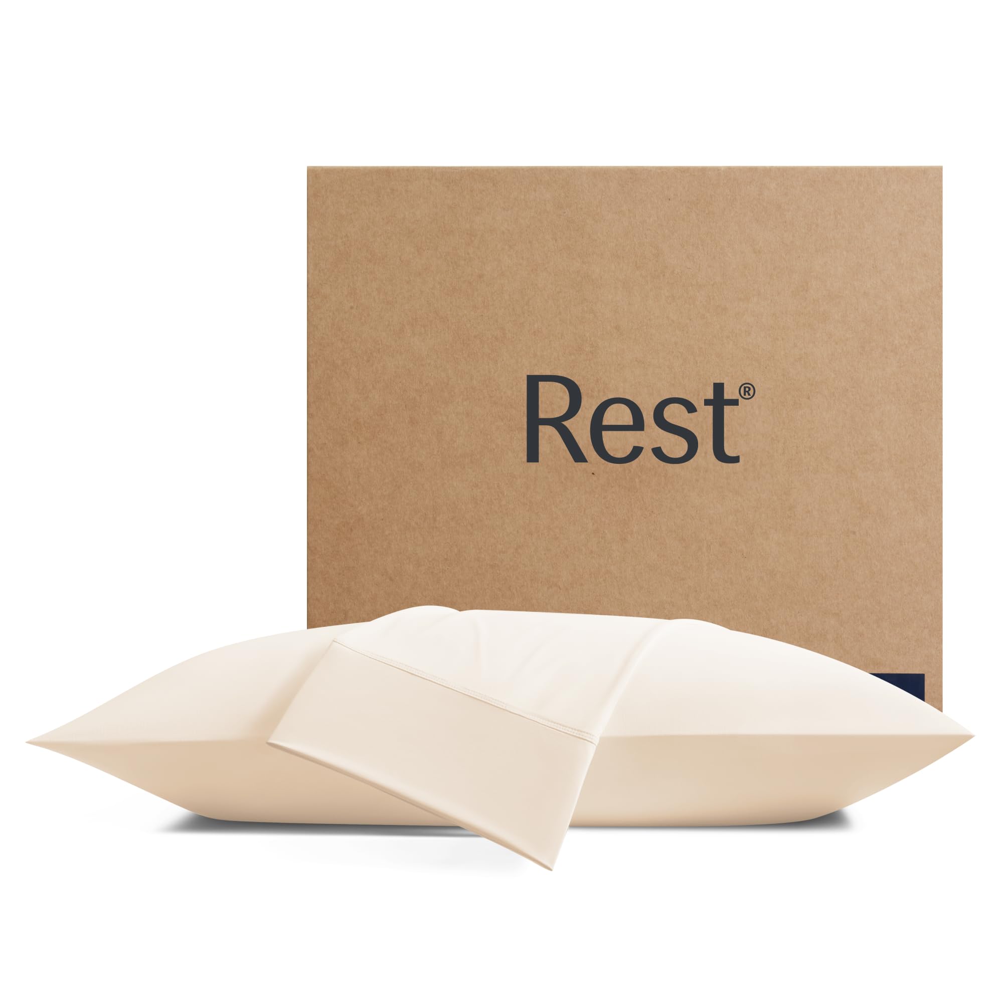 REST® Evercool®+ Cooling Pillow Cases Standard - 2 Pillowcase for Sensitive Skin, Silver Infused Fabric for Hygienic Sleep, Silky Smooth for Curly Hair, High Elastic for Snug Fit (19x29 inches)