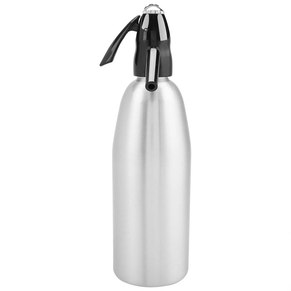ANKROYU 1L Fashionable Attractive Soda Siphon with Pressure Regulator, Portable Alloy Soda Water Bottle Cup, Soda Maker Machine Sparkling Water Maker for Juice Drinks Cocktail(Silver)