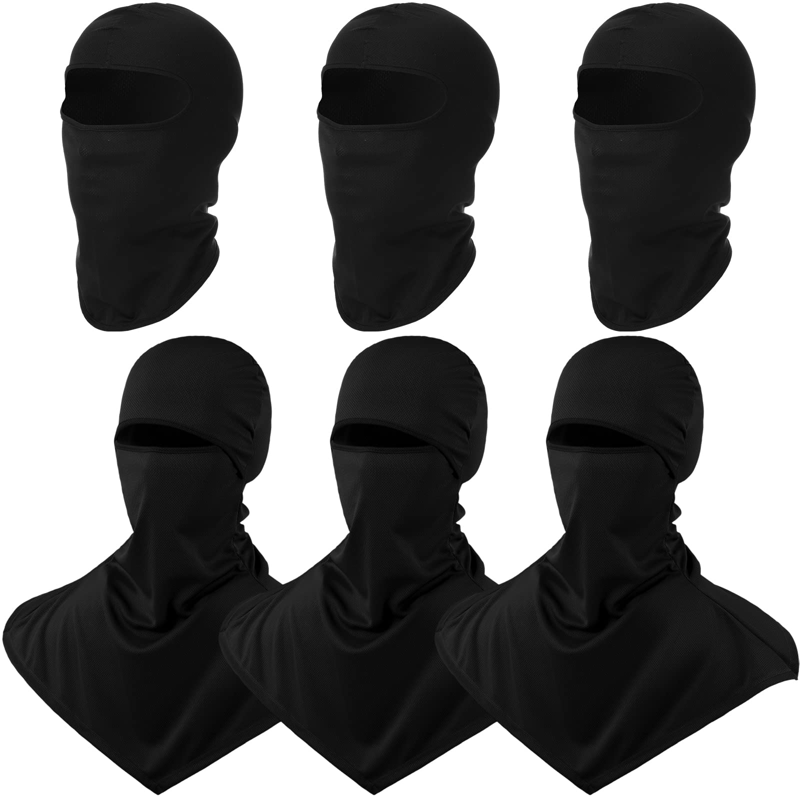 Yahenda 6 Pieces Cooling Balaclava Face Mask Men and Women Short and Long Neck Covers Helmet Hood Helmet Liner for Men Women Uv Sun Protection Outdoor Motorcycle Cycling Fishing Outdoor Sports Black