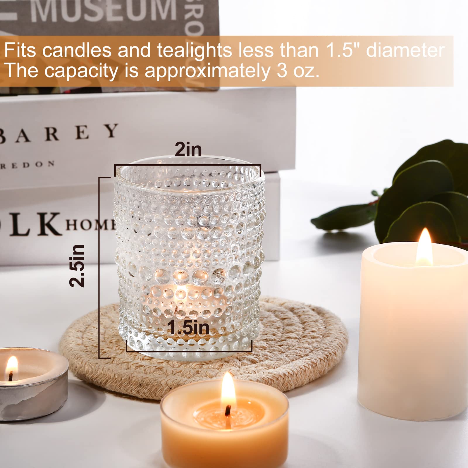 36 Pcs Votive Candle Holders for Table Centerpiece, DIY Wax Filling Clear Glass Tea Light Candle Holders Sets, Tealight Candle Holders for Wedding Decor Home Decoration(Clear,36)