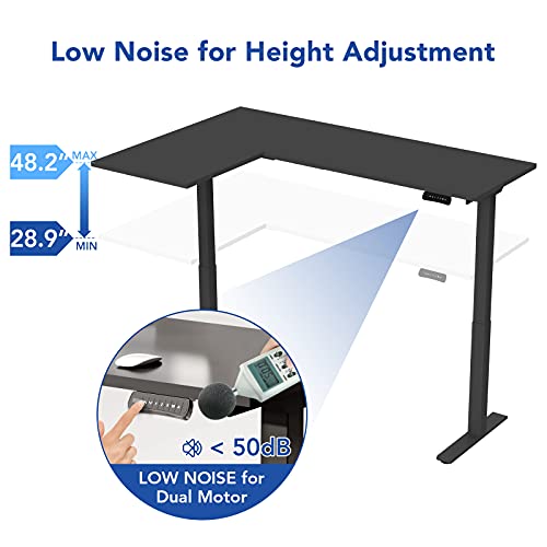 FLEXISPOT Pro Corner Desk Dual Motor L Shaped Computer Electric Standing Desk Sit Stand Up Desk Height Adjustable Desk Home Office Table, Black Frame Only