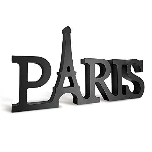 Paris Decor for Bedroom - Word Sign (Black) Paris Themed Party Decorations - Eiffel Tower Decor - Paris Wall Decor - French Decor - Paris Bathroom Decor - Paris Themed Bedroom Decor // Decorada