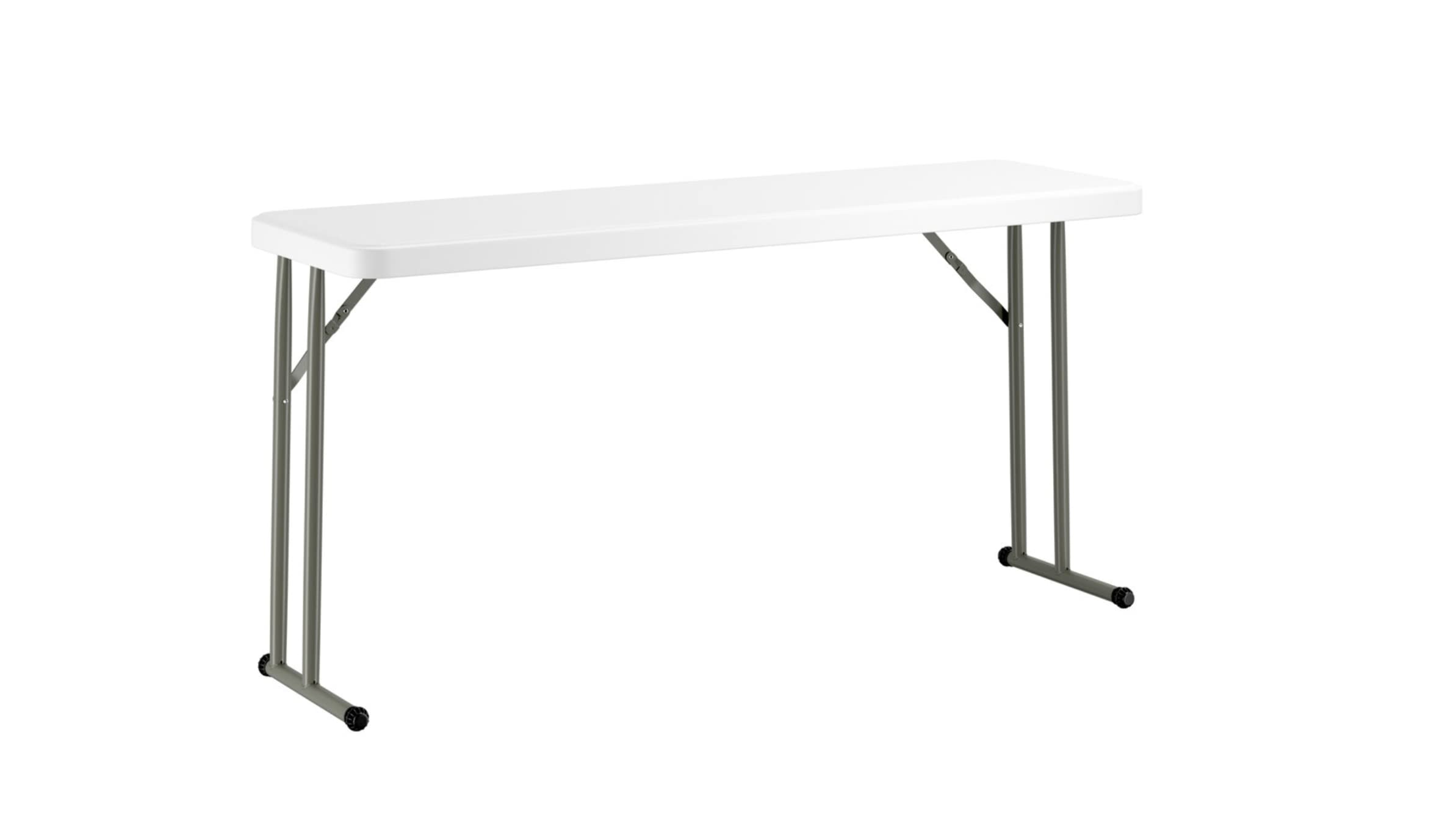 PRO&Family White Rectangle Adjustable Desk Seminar Folding Table Conference Conference Table Plastic Table Banquet Tables Skinny Folding Table (5, 18" x 60")