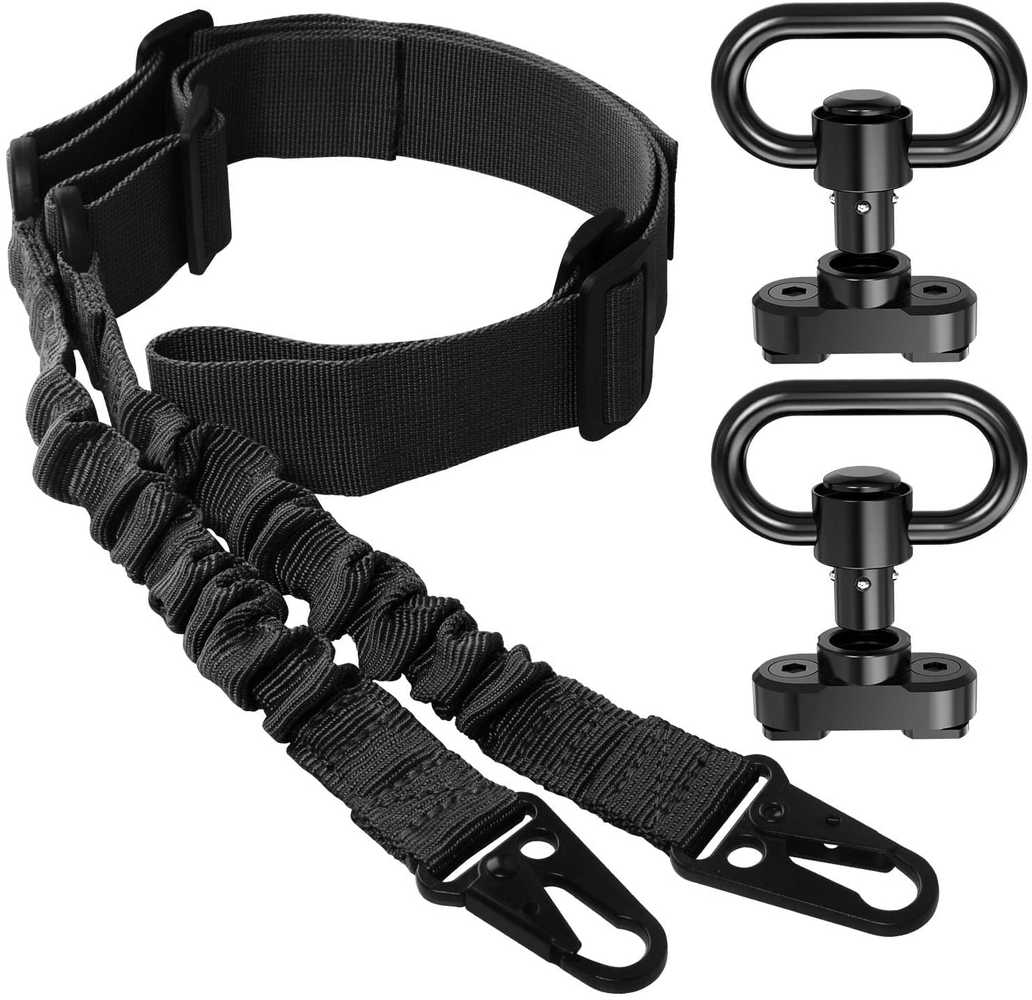 HANAMO 2 Point Sling Two Point Sling with 2 Pack QD Sling Swivels & QD Sling Mount black